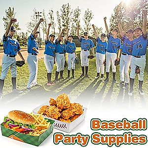 36 Pack Baseball Party Favors 5 lb Baseball Plates Food Trays Nacho Boats Large Paper Food Boats Nacho Trays Disposable Serving Snack Tray for Food, Baseball Themed Birthday Decorations