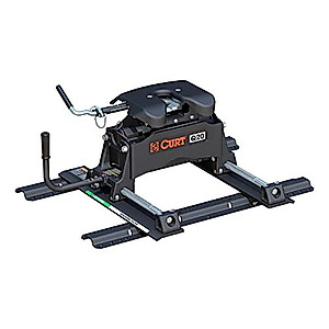 CURT 16636 Q20 5th Wheel Slider Hitch with Base Rails for Short Bed Trucks, Carbide Black, 20,000 lbs