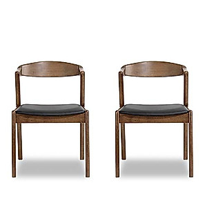 Allora Mid Century Faux Leather Leather Dining Chair in Black (Set of 2)