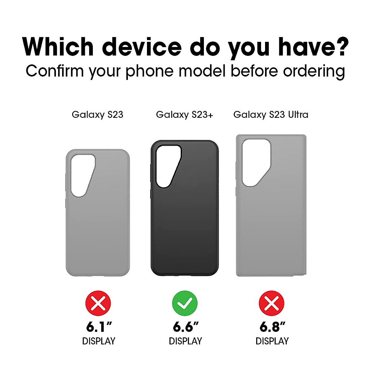 OtterBox Galaxy S23+ Defender Series Case - Single Unit Ships in Polybag, Ideal for Business Customers - BLACK, rugged & durable, with port protection, includes holster clip kickstand