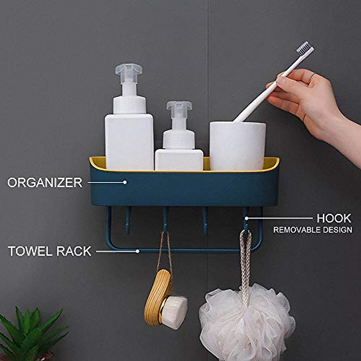 BEAUTTI DAUPHINE Self Adhesive Wall Mounted Shower Caddy Shelf Bath Organizer, Shampoo Shelves Storage Basket Soap Holder for Bathroom, Kitchen