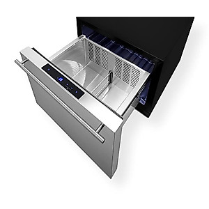 Summit Appliance FF1DSS 21.5" Wide Built-In Drawer Refrigerator, Black Cabinet, Stainless Steel Door, No Frost, 115V