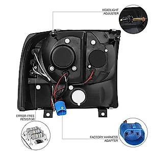 2pcs Headlight Halo Projectors Front Left Right Driver Passenger Side Smoked Lens Housing Smoke Halo Corner Headlights for Excursion for F450/F350/F250 SuperDuty FO2521141 FO2503183