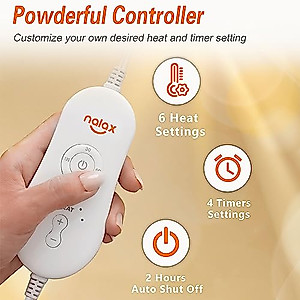 nalax Electric Microfiber Adjustable Heating Weighted Pad with Tourmaline Beads. Jade Stones, Off Timer, & Controller for Muscle Pain Relaxation, XL