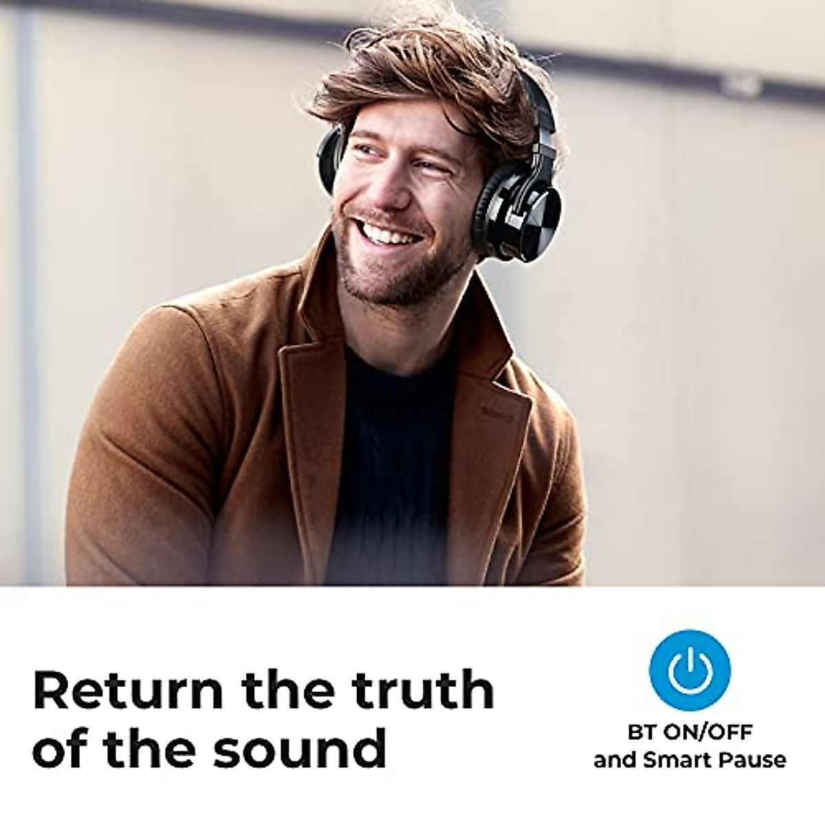 Reverbix E7 PRO Active Noise Cancelling Headphones Overhead Bluetooth with Mic for Phone-Call, Comfortable Wireless & Light Weight, Deep Bass, 35-Hour Battery Life, Bronze Black