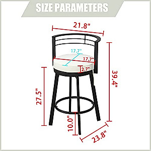 LOKATSE HOME 2 Pieces Outdoor Swivel Bar Stools Set Armless Bistro Furniture Patio Height Metal Chairs with Cushion