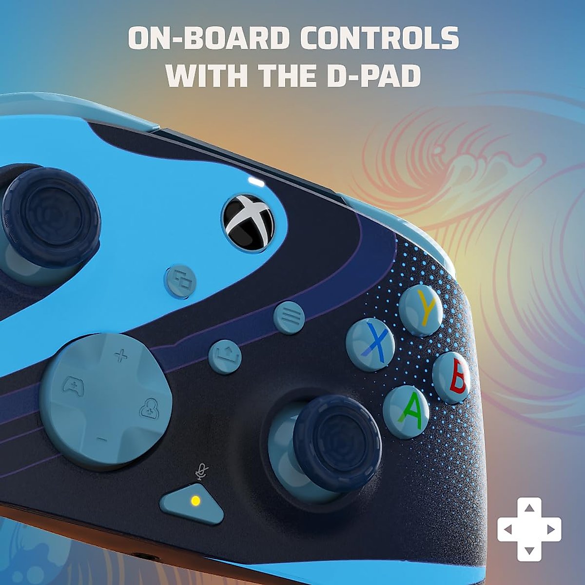 PDP Gaming REMATCH GLOW Enhanced Wired Controller Licensed for Xbox Series X|S/Xbox One/PC/Windows, Mappable Back Buttons, Advanced Customizable App - Blue Tide (Glow in the Dark)