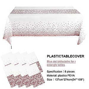 FGSAEOR Rose Gold Tablecloth for Rectangle Tables(8-Pack, 54 x 108 inch), Plastic Disposable Party Table Cloths, Waterproof Rectangular Party Decorations Table Covers for Parties