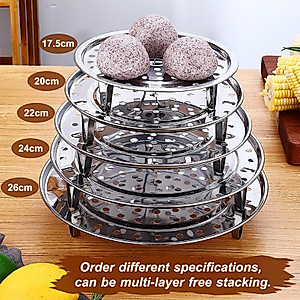 Round Steamer Rack 1pcs with Silicone Steamer Liners, Stainless Steel Food Steamer Basket with Removable Stand for Steamer Cooking, Instant Pot Steamer Basket for Vegetables Dumplings fish and Seafood (Round-6.9inch/17.5cm)