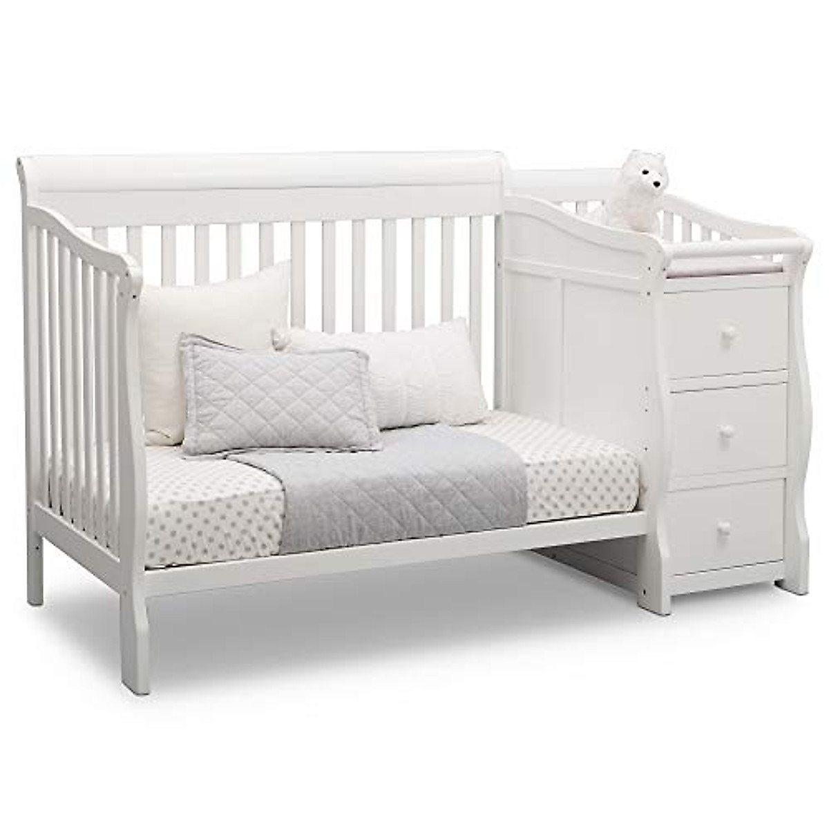 Delta Children Princeton Junction Convertible Crib N Changer, Bianca White