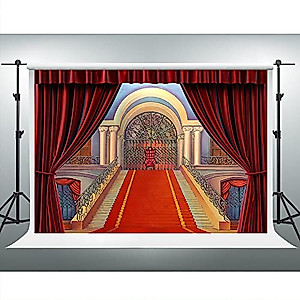 VIDMOT Castle Steps Background 7x5ft Palace Hall King Throne Background for Boy Birthday Party Cake Table Decor Red Carpet Stage Theater Backdrop Children Photo Photography Studio Set Props BJXPVV116