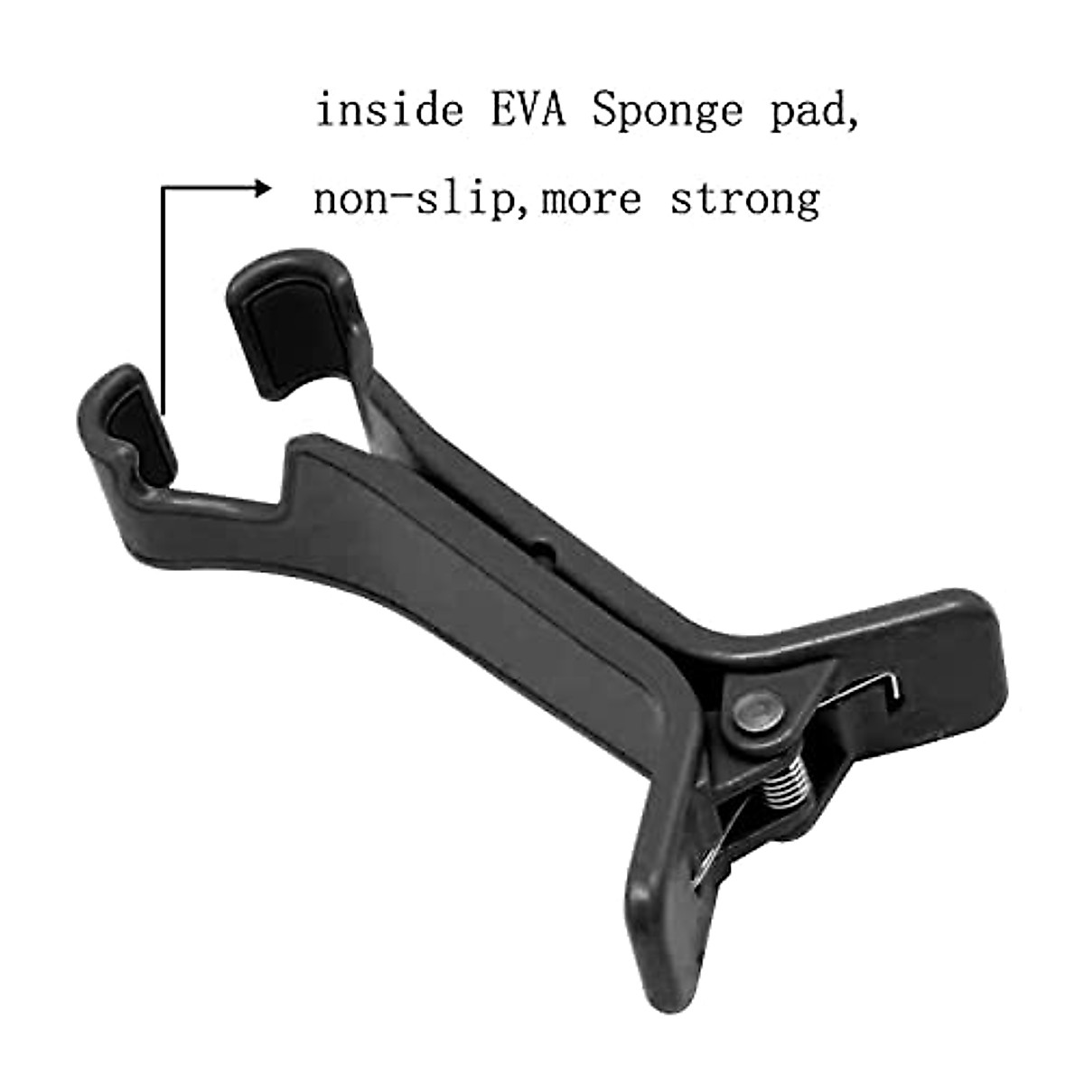 Universal Cell Phone Stand for Desk V Shape Tech Clip, Strong Spring Clamp with Soft Pad for Vertical and Horizontal Screen Viewing - Black