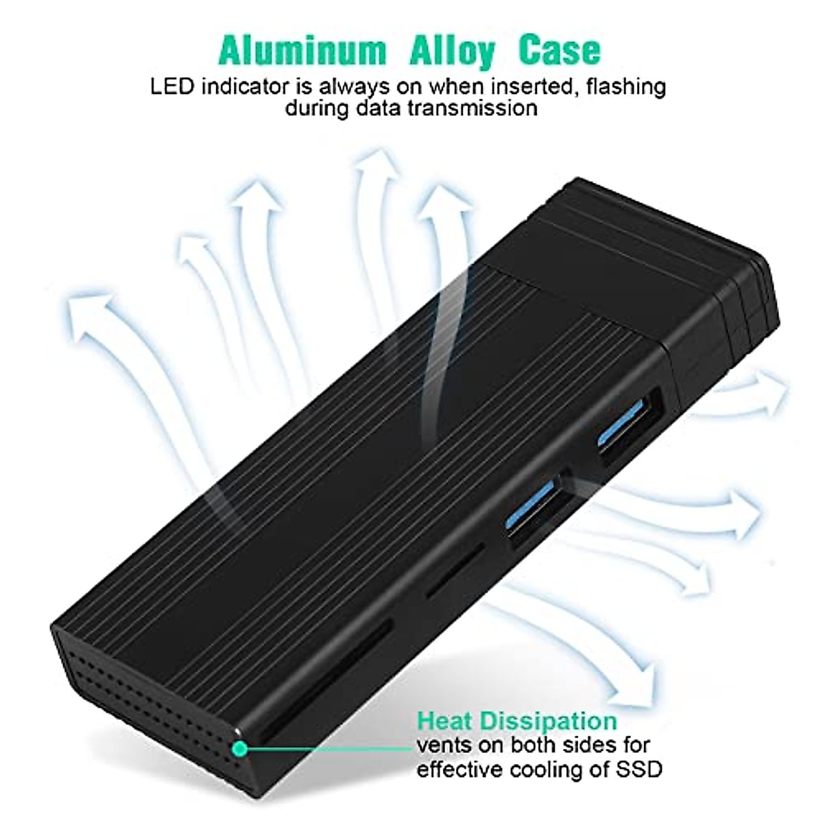 Kafuty-1 M.2 NVMe SSD Enclosure Adapter,USB C Type C SSD Enclosure,10Gbps Solid State Drive External Enclosure,Support USB2.0,TF Card,for Smartphone,Tablets,Game Consoles,etc.(Black)