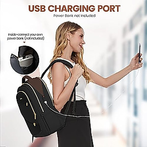LOVEVOOK Laptop Backpack for Women,15.6 Inch College Travel Work Computer Back Pack,Backpacks with USB Port,Water Resistant Back pack with Laptop Compartment for Teacher Nurse,Black