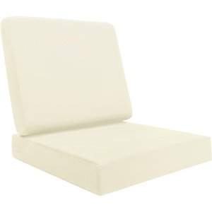 Topotdor Outdoor Deep Seat Cushion Set,Waterproof Outdoor Chair Cushions and Back Cushion for Patio Furniture with Fade Resistant Removable Cover with Adjustable Straps,24"x24"x4" Beige