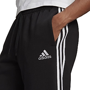 adidas Men's Essentials Fleece Open Hem 3-Stripes Pants, Black, Large/30 Inseam