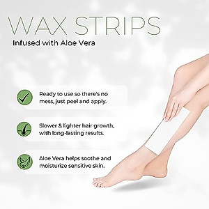 Amira Beauty - Wax Strips Infused with Aloe Vera Pre Applied Ready to Use Hair Removal Waxing Strips for Legs and Body Suitable for All Skin Types (32)