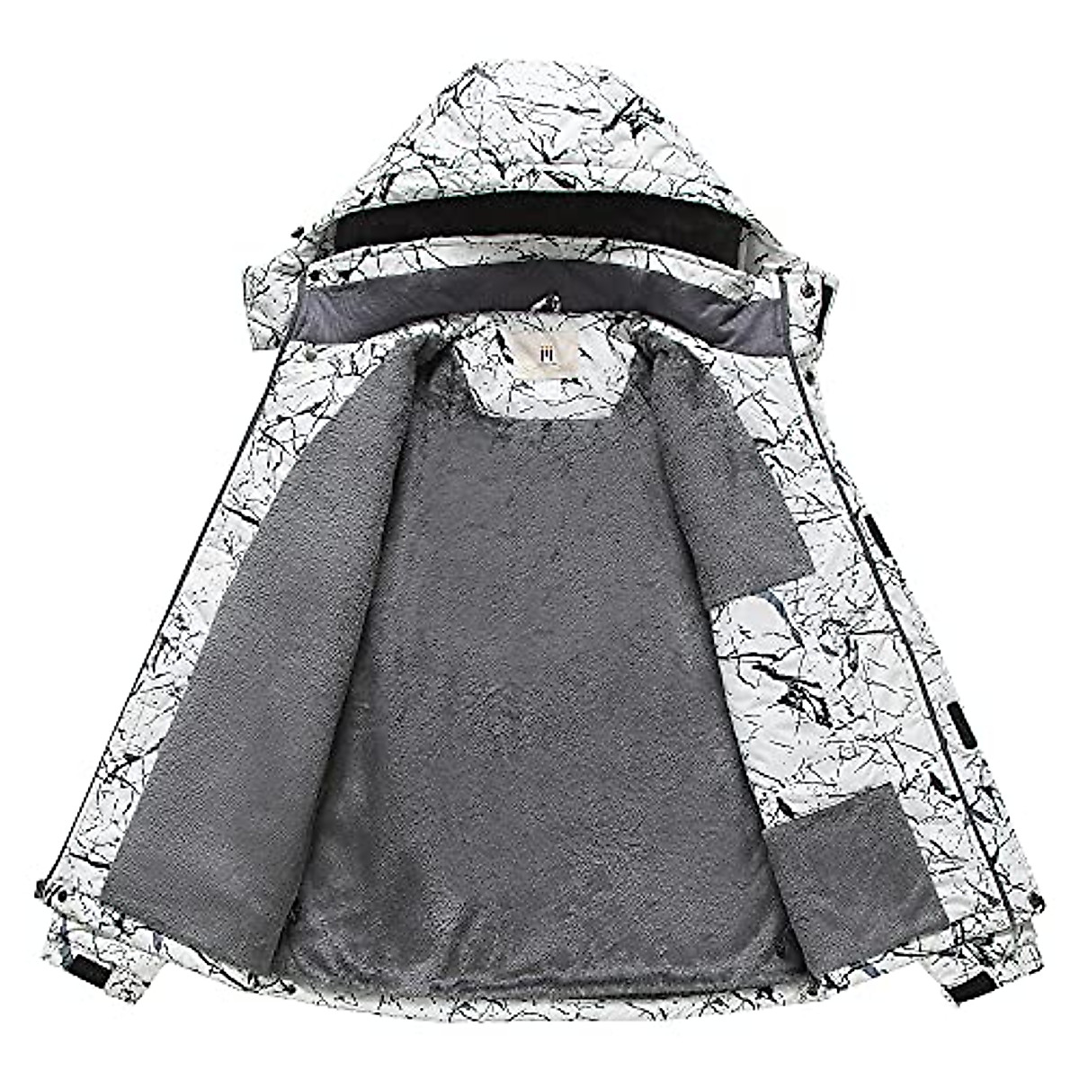 CREATMO US Men's Snowboard Jacket Snow Winter Coat Raincoat Line Printed Medium