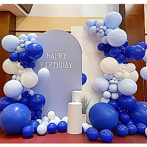 130pcs Royal Blue Balloons Garlands Kit, 18" 12" 10" 5" Different Sizes Pack Dark Blue Latex Balloon Arch for Birthday Baby Shower Wedding Gender Reveal Party Decorations(With 2 Ribbons)