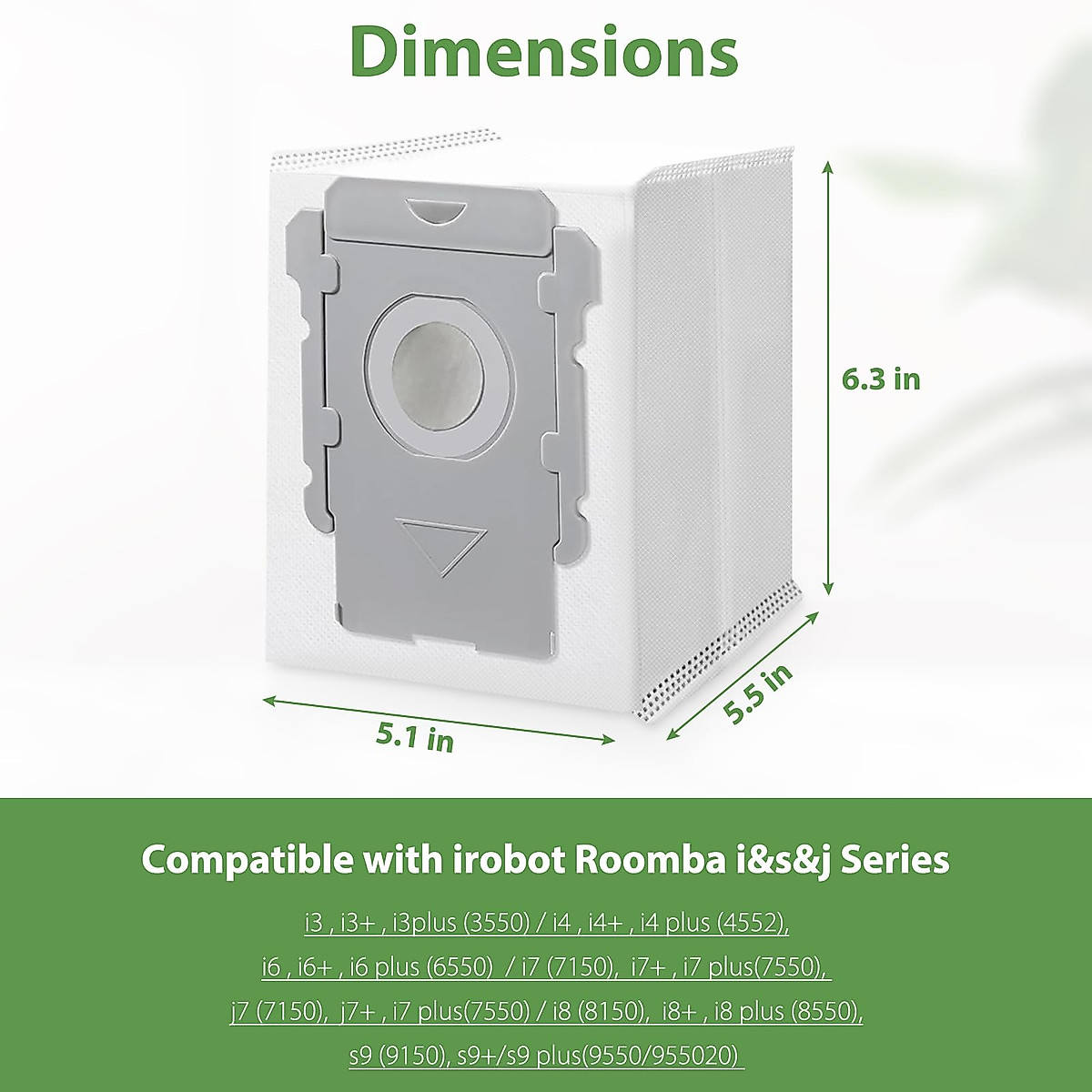 18 Pack Vacuum Bags for iRobot Roomba i7, i7+, i7Plus, i8, i8+, i3, i3+, i4, i4+, i6, i6+, s9, s9+, s9Plus, i and s Series Clean Base Automatic Dirt Disposal Bags