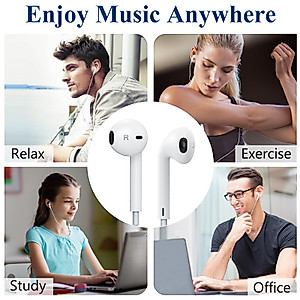 Aolcev USB C Headphones, Type C Earphones for Samsung Galaxy S23/ S23P/ S23 Ultra, in-ear Type C Earbuds with Mic, Noise Canceling Earbuds Wierd, Earbuds for iPhone 15 and Most Type C Devices, White
