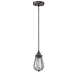 Chloe Lighting CH858020RB05-DP1 Industrial Industrial-Style 1 Light Rubbed Bronze Ceiling Mini Pendant 5" Shade