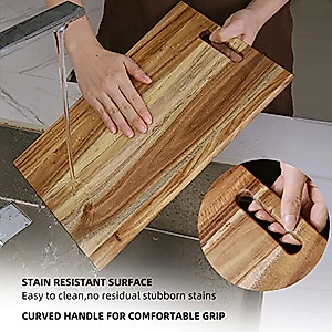 YSTKC Cutting Board for Kitchen,14" Acacia Wood Charcuterie Board,Reversible Chopping Board for Meat,Fruit,Vegetable and Bread,Cheese Board and Serving Tray