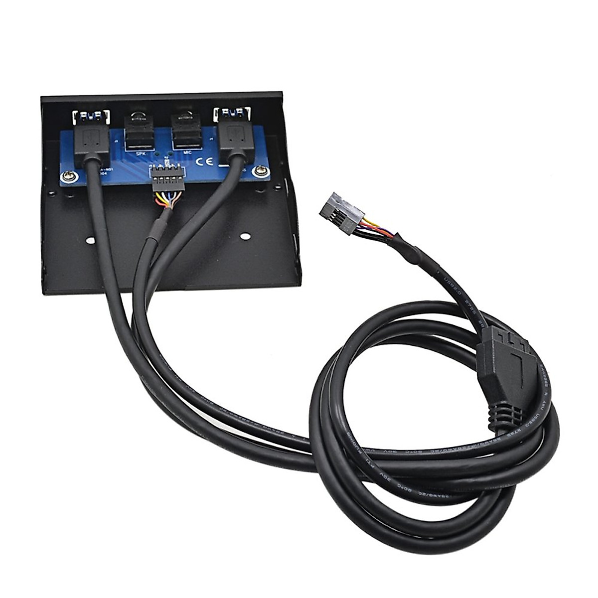 C-Zone 3.5" Floppy Bay High Speed 5 Gbps 20Pin 2 Port USB 3.0 Hub HD Audio 3.5mm Earphone Jack Mic Interface PC Front Panel Adapter