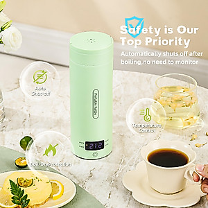 COHOLYTY Portable Electric Kettle: Travel Small Water Boiler, Heater with 4 Temperature Control, 304 Stainless Steel, With Boil Dry Protection & Fast Boil, BPA-Free, Auto Shut Off (Green)