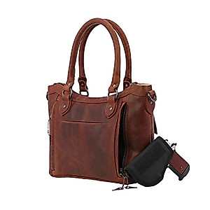 Lady Conceal Carry Sadie Satchel-Spacious Shoulder Bag Crossbody Purse with Universal Gun Holster & YKK Locking-Dark Mahogany