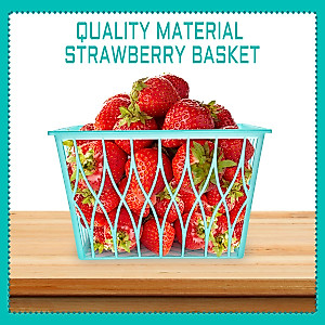 100 Plastic Berry Baskets Berry Boxes Green Strawberry Baskets, Pint Size with Open Woven Boxes, Fruit Storage Containers for Refrigerator, for Parties, Drawer Organizers and Craft Baskets