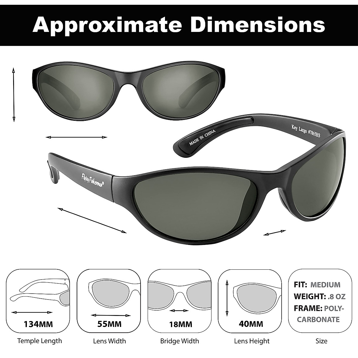 Flying Fisherman 7865BS Sunglass, Matte Black Frames/Smoke Lenses, One Size