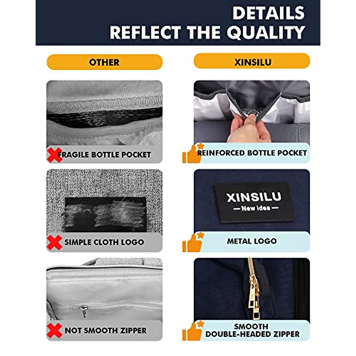 Xinsilu Diaper Bag Backpack for Boys & Girls Diaper Backpack Registry Search Newborn Blue