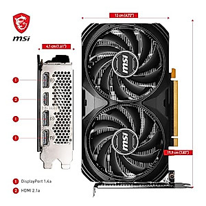 MSI GeForce RTX 4060 Ventus 2X Black 8G OC Gaming Graphics Card - 8GB GDDR6X, PCI Express Gen 4, 128-bit, 3X DP v 1.4a, HDMI 2.1a (Supports 4K & 8K HDR)