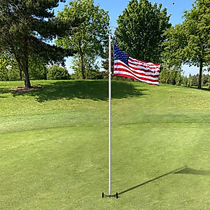 KIAYACI String Light Poles, 8 feet Sturdy Outdoor Light Pole for Hanging String Lights or Flag, Backyard, Garden, Patio, Deck Lighting Stand for BBQ, Party, Wedding-White