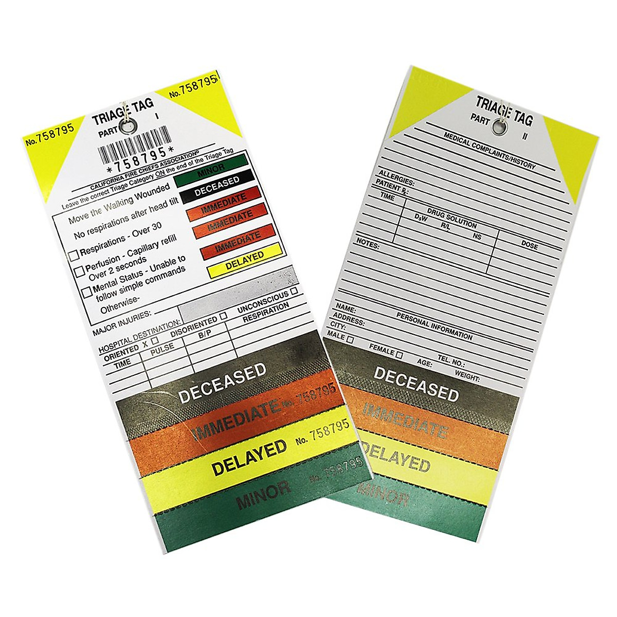 Harris Industries TR-TAG Triage Tag, PK50, 5" Height, 9" Length, 5" Width (Pack of 50)