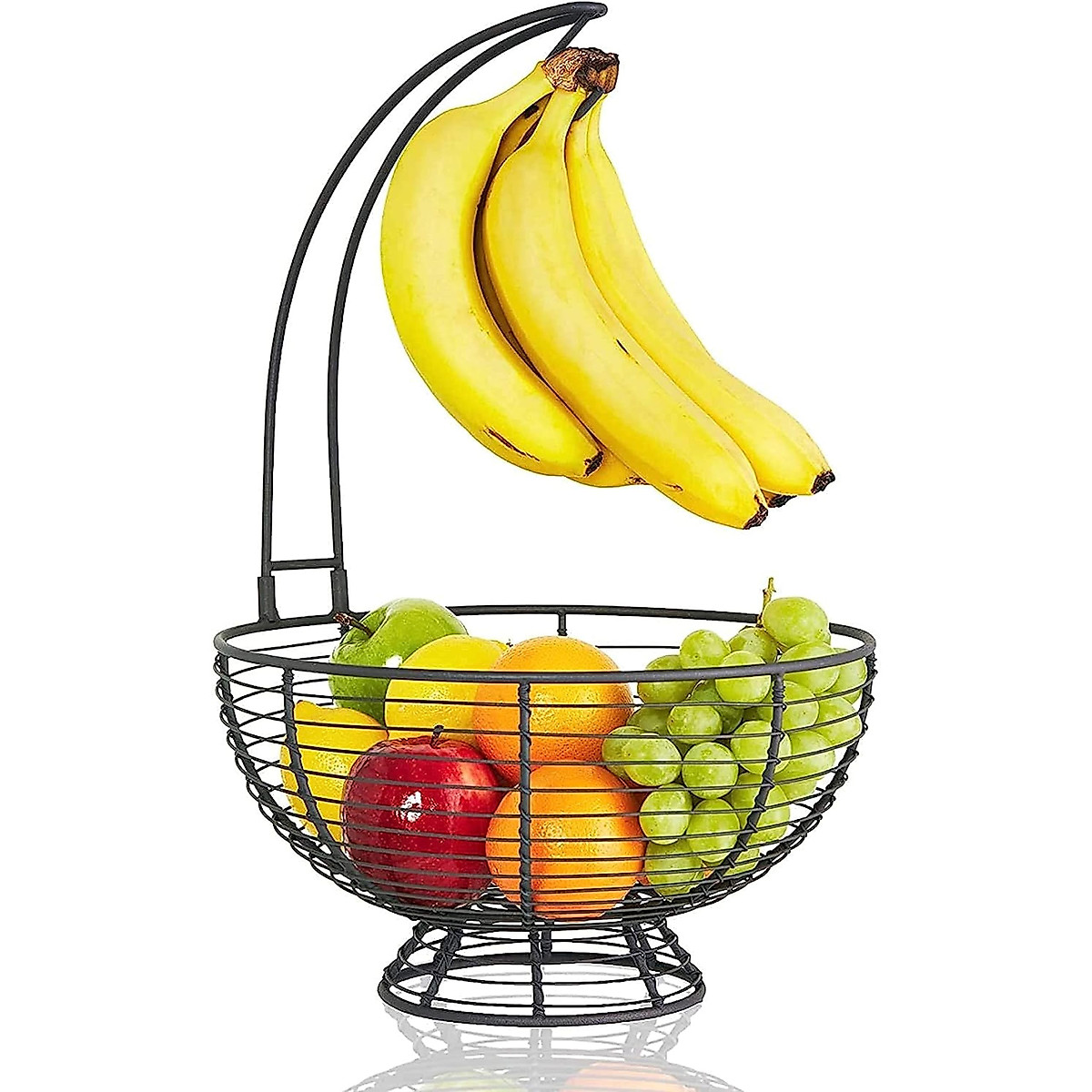 REGAL TRUNK & CO. Large Fruit Basket With Banana Hanger for Kitchen, Rustic French Farmhouse Fruit Bowl with Banana Holder Tree, Removable Banana Holder Fruit Basket, Ideal for Fruit and Vegetables