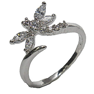 RS Covenant Women's Rhodium Plated Dress Ring Dragonfly Wrap Around CZ 002 (7)