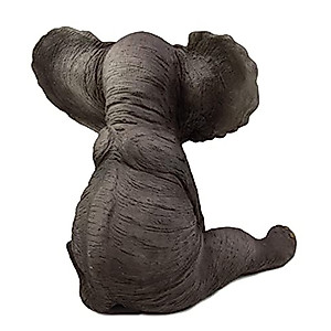 Ebros Safari Savanna Wildlife Animal Melee Adorable Pachy Elephant Statue Home Patio Decor Figurine with Solar LED Light Lantern Lamp 13.75"H Guest Greeter Elephants Path Lighter Sculpture