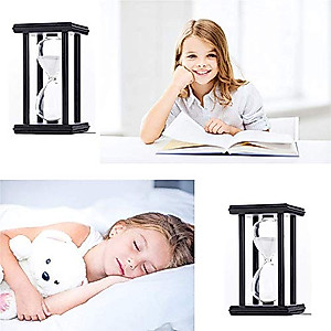 Hourglass Timer 30/60 Minutes Wood Sand Hourglass Clock for Creative Gifts Room Decor Office Kitchen Decor Birthday (30 min, White)