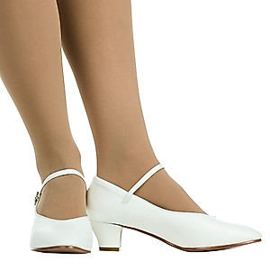 Danzcue Adult 1.5 Inch Character Dance Shoes, White, 8 M