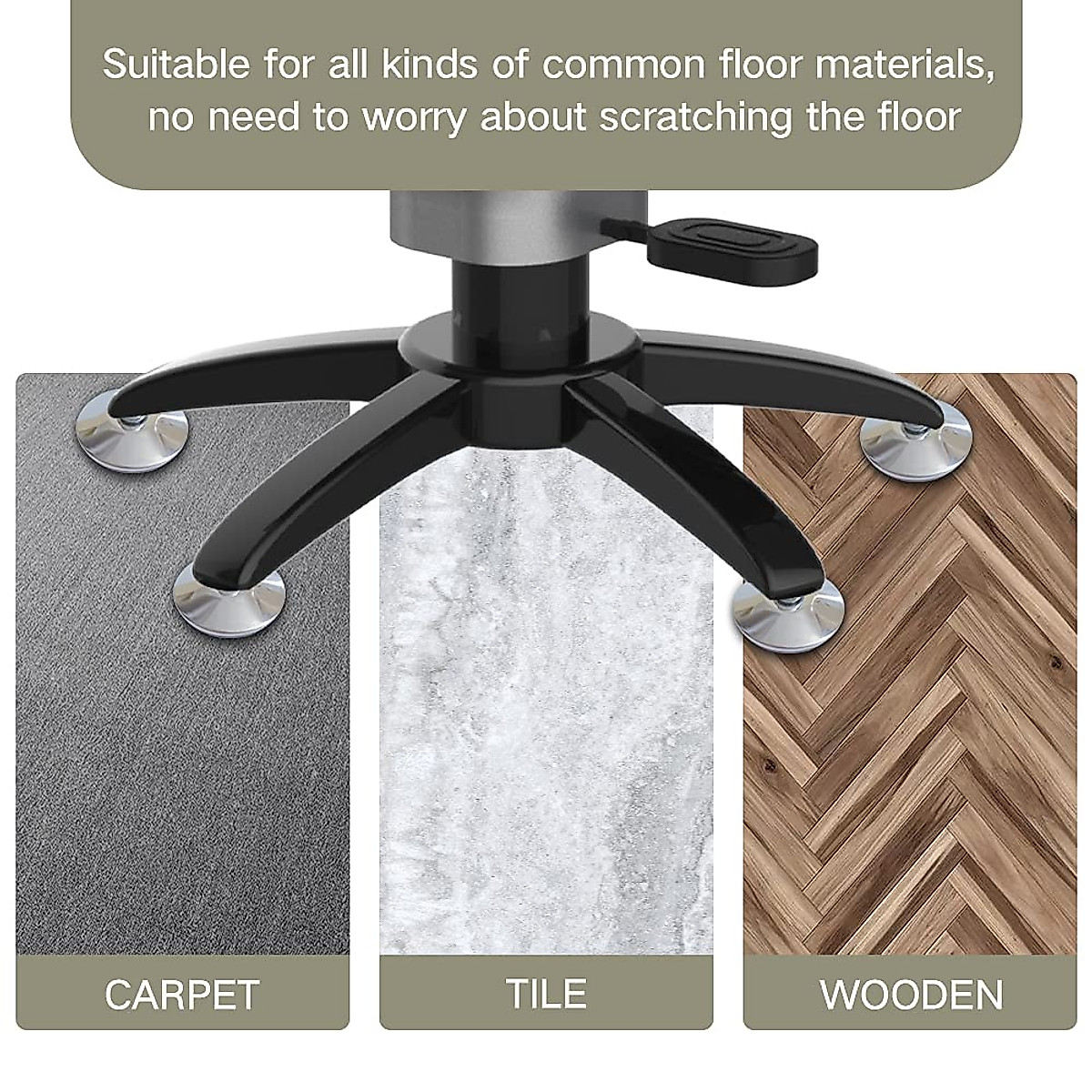 UARELVA Office Chair Bell Glides Replacement Desk Chair Wheels Swivel Caster Wheels to Fixed Stationary Foot Dia 7/16"(11 mm) Stem Fit Most Office Chair