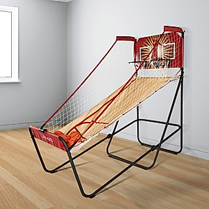 Lanos Basketball Arcade Game, Double Electronic Hoop Shot, 2 Player or 1 Player, with 6 Basketballs - Indoor Basketball with 8 Game Modes - Premium Arcade Games for Home