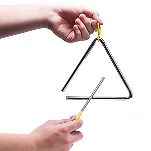 6 Inch Musical Steel Triangle Percussion Instrument With Striker