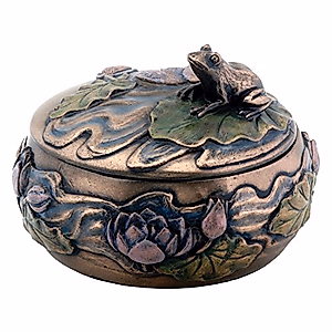 Frog Sitting on Lily Decoration Art Nouveau Design Jewelry Box