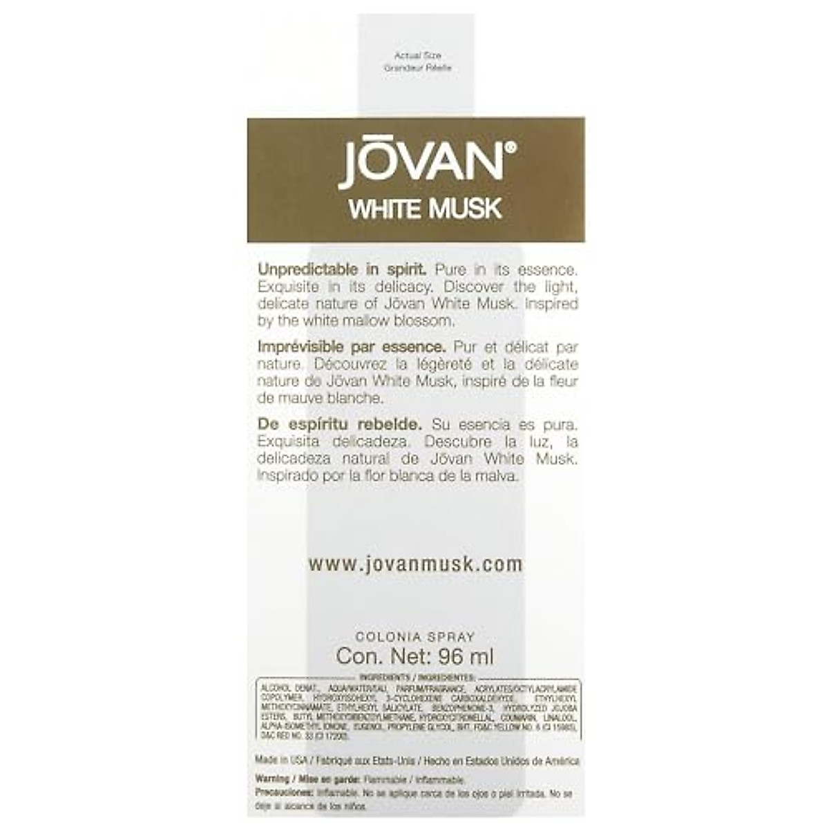 White Musk By Jovan For Women, Cologne Spray, 3.25-Ounce Bottle