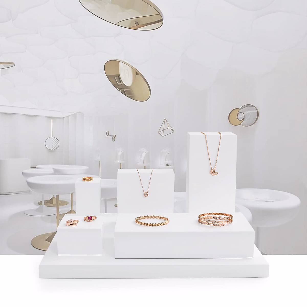 Oirlv Solid Wood Minimalism Style Jewelry Display Stand Showcase Jewelry Organizer Square Holder (SM05205)