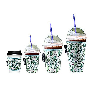 Bexbchh 4 Pack Reusable Iced Coffee Sleeves - Insulator Sleeve for Cold Beverages, Neoprene Cup Holder - Starbucks Coffee sleeve, Dunkin Coffee sleeve,More (Cactus)