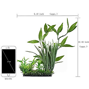 CNZ Aquarium Decor Fish Tank Decoration Ornament Artificial Plastic Plant Green 13" Tall