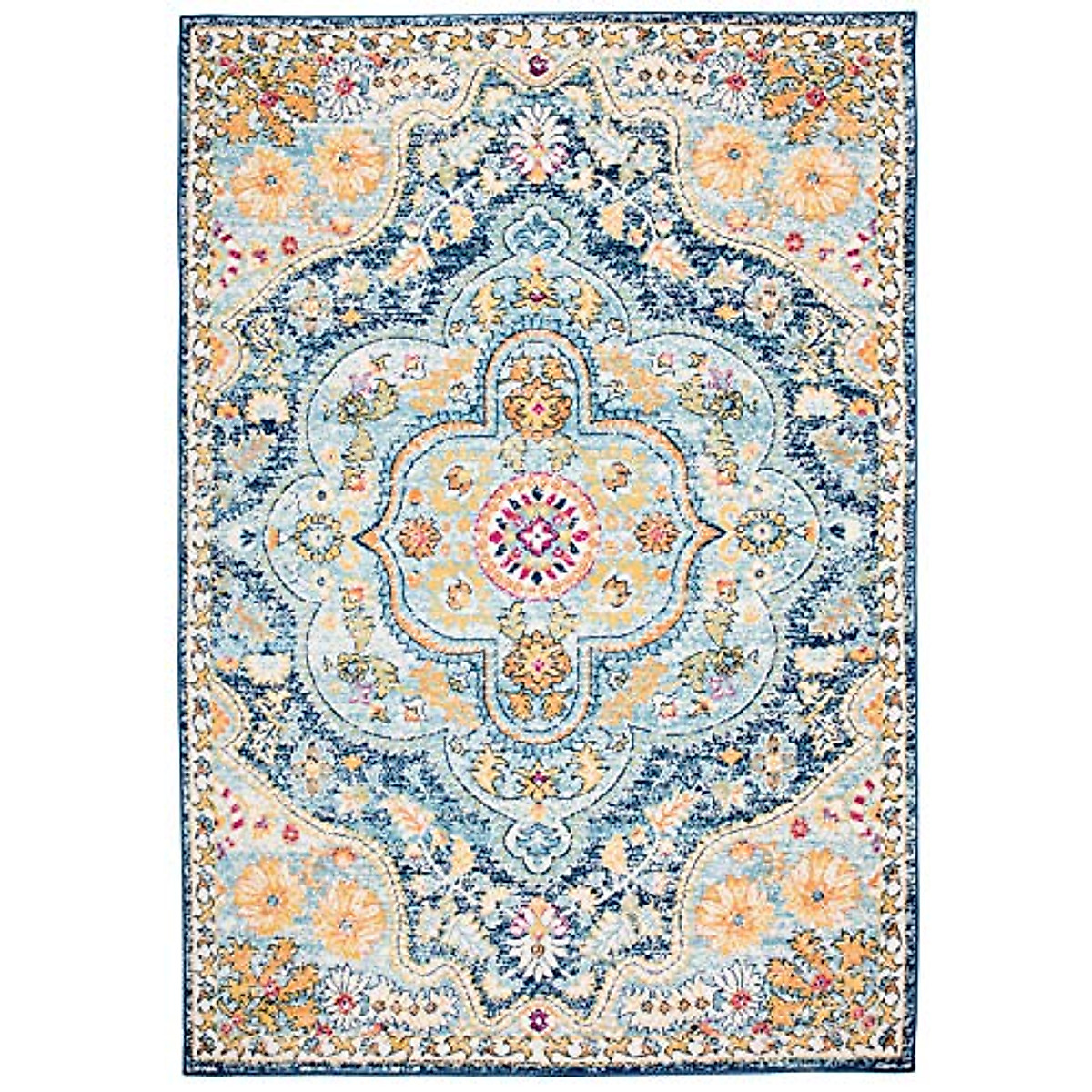 Rugshop Vintage Distressed Bohemian Area Rug 7'10" x 10' Navy